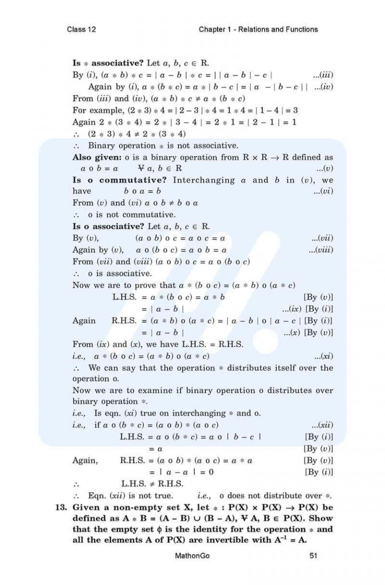 NCERT Solutions for Class 12 Maths Chapter 1 Miscellaneous – MathonGo