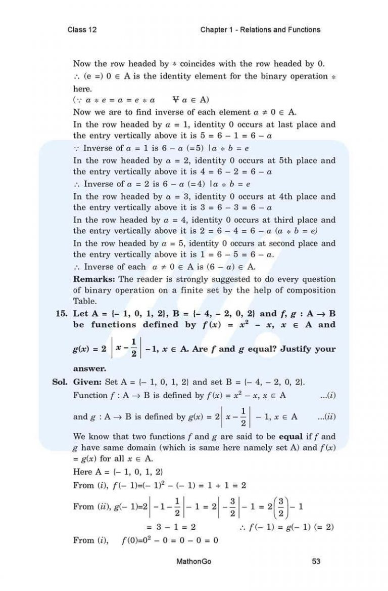 NCERT Solutions for Class 12 Maths Chapter 1 Miscellaneous – MathonGo