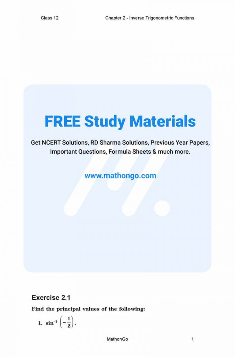 NCERT Solutions for Class 12 Maths Chapter 2 Exercise 2.1 – MathonGo