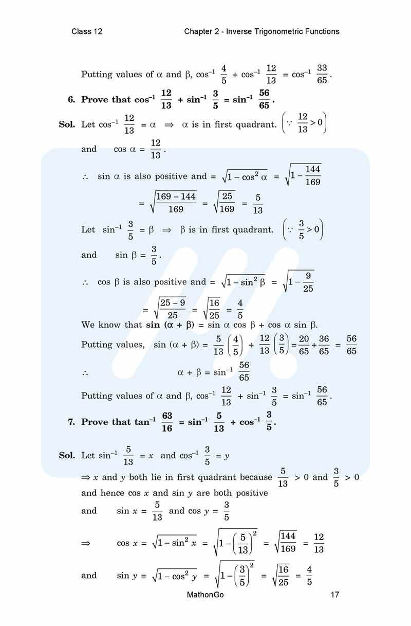 NCERT Solutions for Class 12 Maths Chapter 2 – Inverse Trigonometric ...