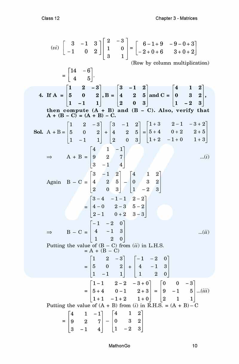 NCERT Solutions for Class 12 Maths Chapter 3 – Matrices – MathonGo