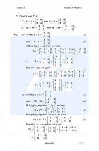 NCERT Solutions for Class 12 Maths Chapter 3 – Matrices – MathonGo