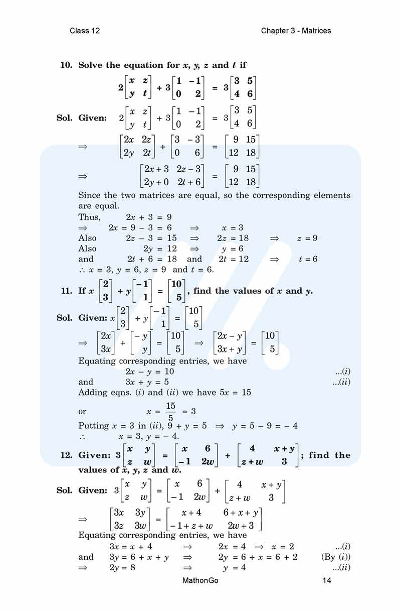 NCERT Solutions for Class 12 Maths Chapter 3 – Matrices – MathonGo