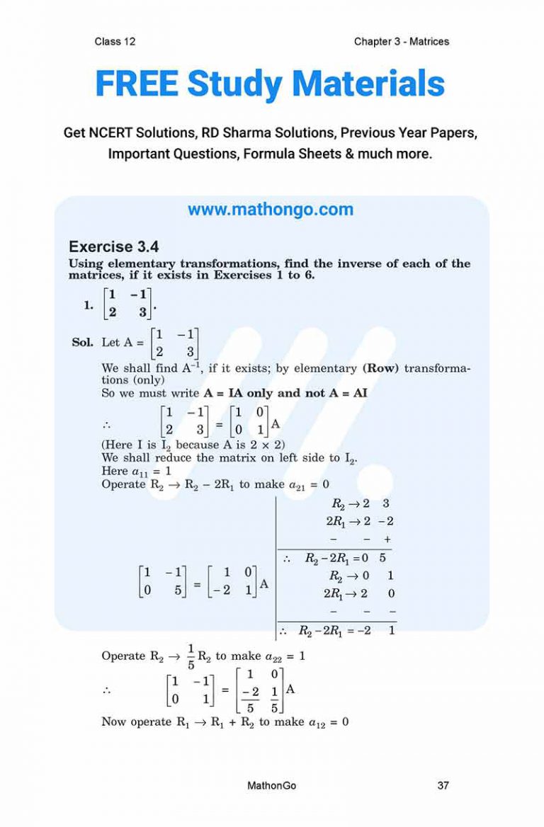 NCERT Solutions for Class 12 Maths Chapter 3 Exercise 3.4 – MathonGo