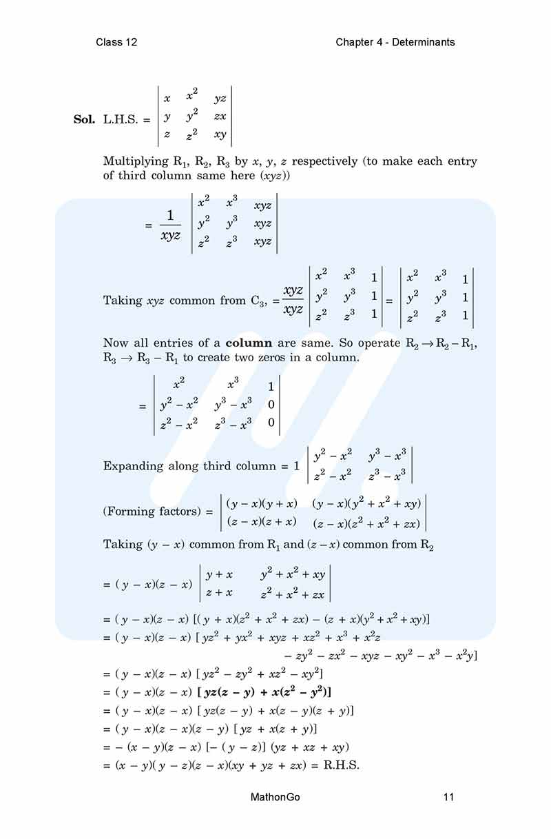 NCERT Solutions for Class 12 Maths Chapter 4 – Determinants – MathonGo