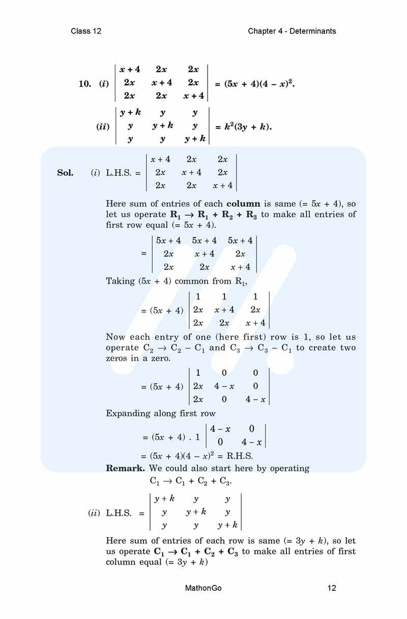 NCERT Solutions for Class 12 Maths Chapter 4 – Determinants – MathonGo