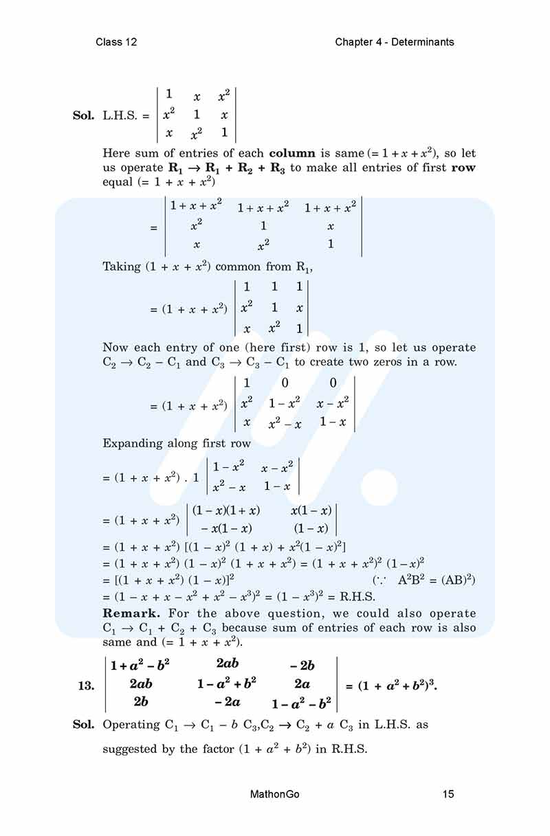 NCERT Solutions for Class 12 Maths Chapter 4 – Determinants – MathonGo