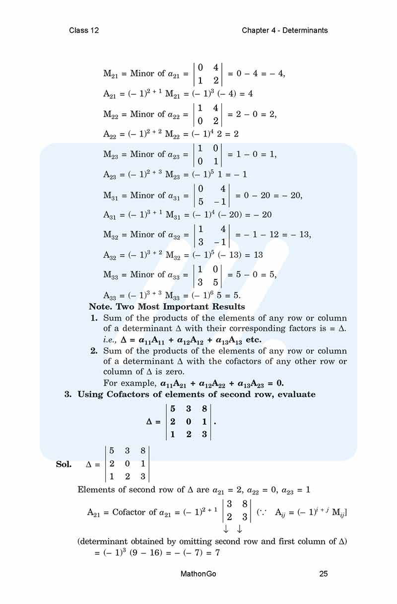 NCERT Solutions for Class 12 Maths Chapter 4 – Determinants – MathonGo