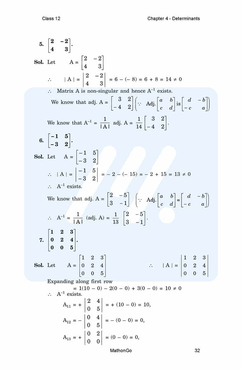 NCERT Solutions for Class 12 Maths Chapter 4 – Determinants – MathonGo