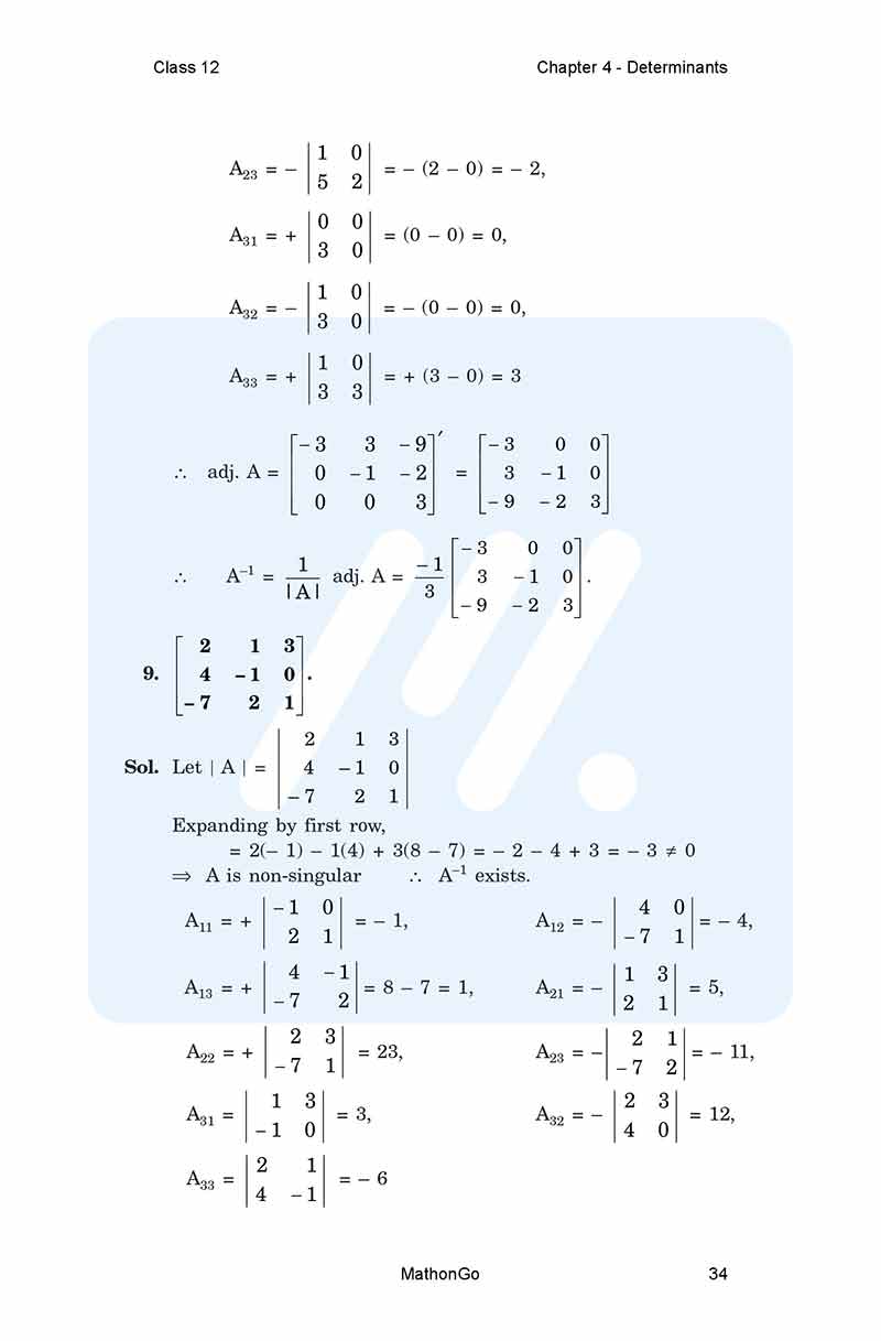 NCERT Solutions for Class 12 Maths Chapter 4 – Determinants – MathonGo