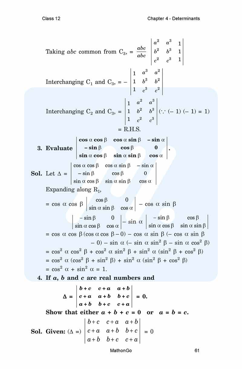 NCERT Solutions for Class 12 Maths Chapter 4 Miscellaneous – MathonGo