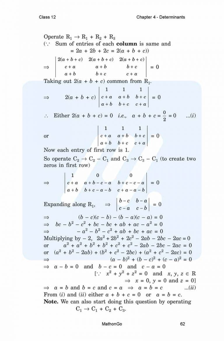 NCERT Solutions for Class 12 Maths Chapter 4 Miscellaneous – MathonGo