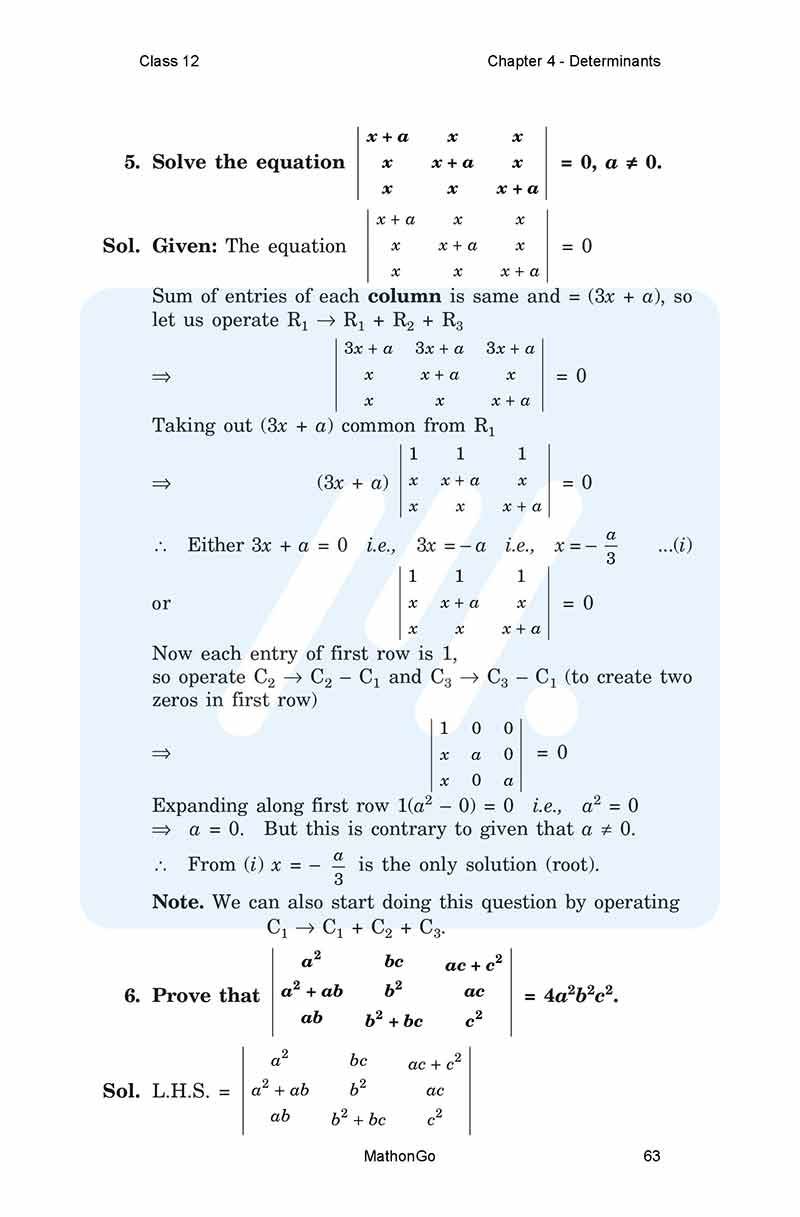 NCERT Solutions for Class 12 Maths Chapter 4 Miscellaneous – MathonGo