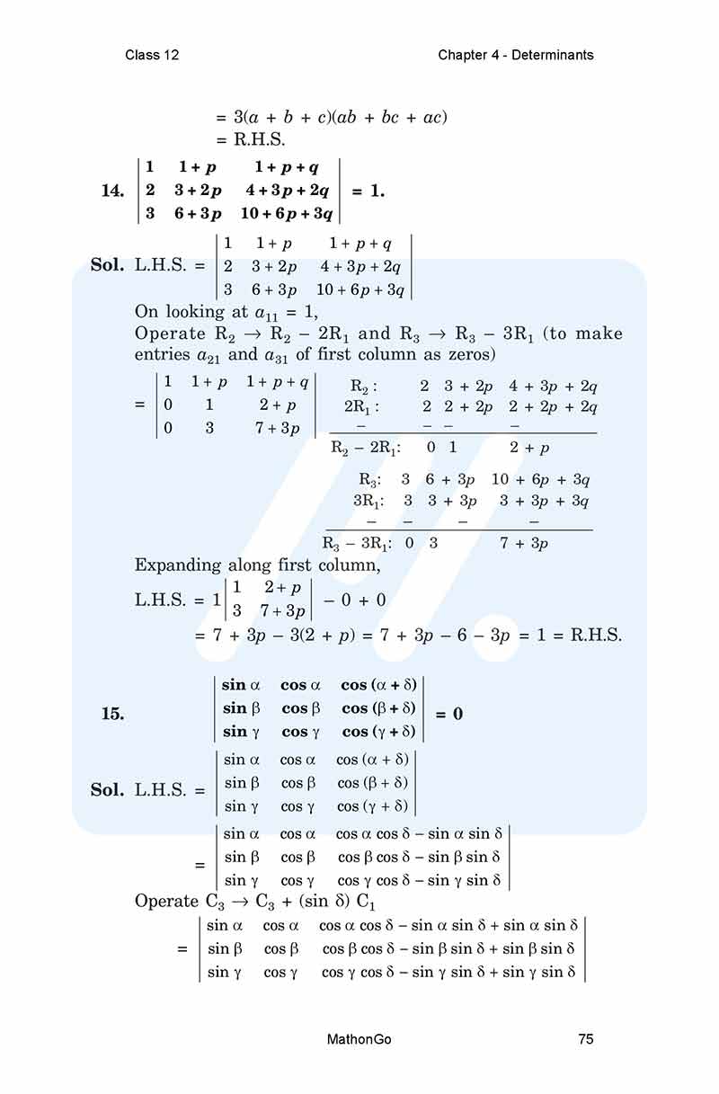 NCERT Solutions for Class 12 Maths Chapter 4 Miscellaneous – MathonGo