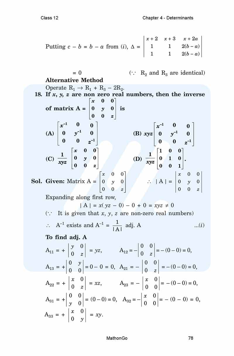 NCERT Solutions for Class 12 Maths Chapter 4 Miscellaneous – MathonGo