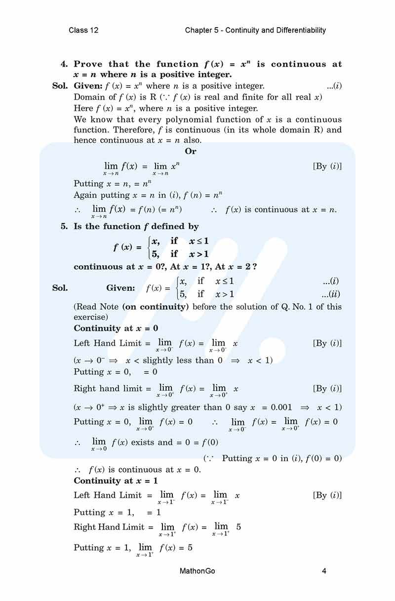 NCERT Solutions for Class 12 Maths Chapter 5 Exercise 5.1 – MathonGo