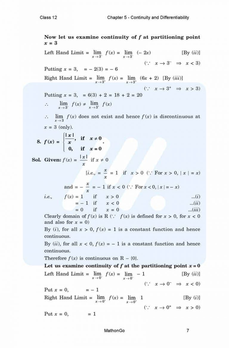 NCERT Solutions for Class 12 Maths Chapter 5 Exercise 5.1 – MathonGo