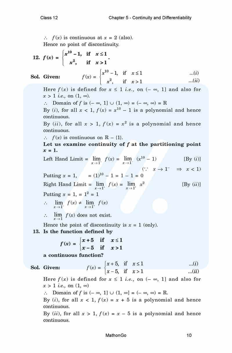 NCERT Solutions for Class 12 Maths Chapter 5 Exercise 5.1 – MathonGo