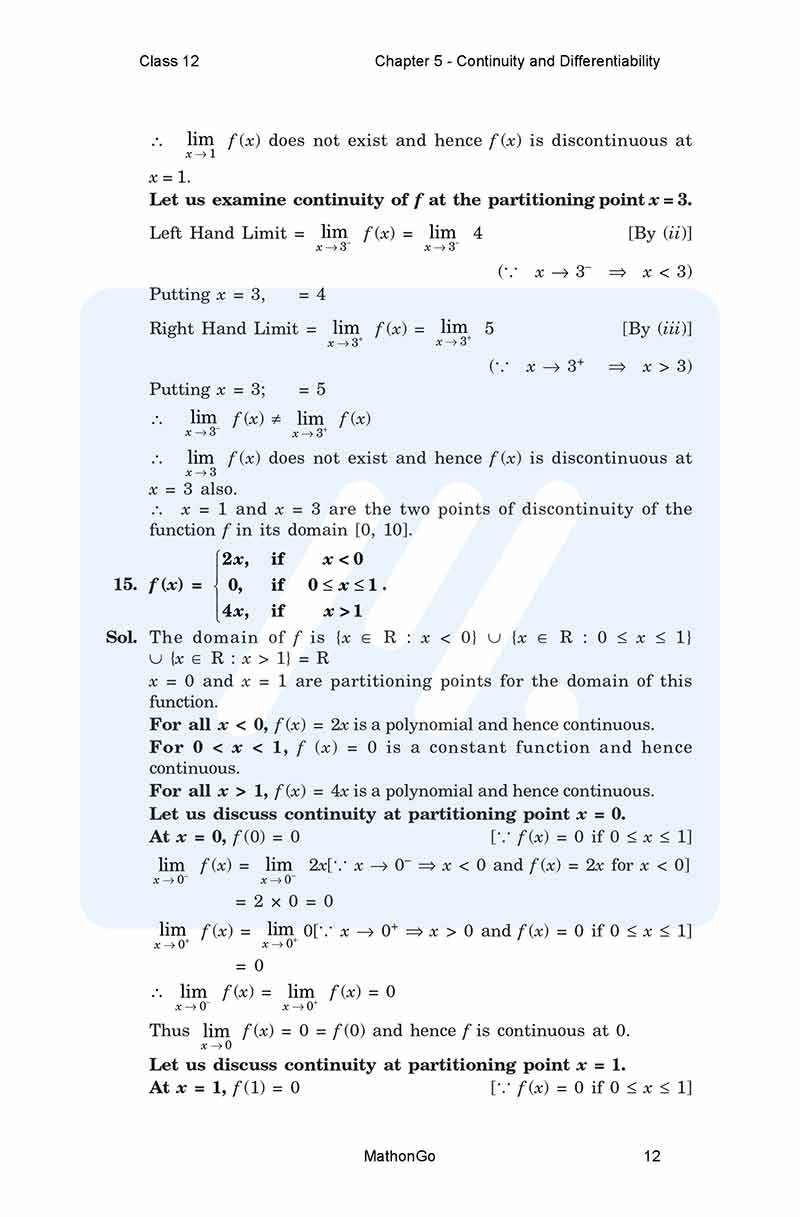 NCERT Solutions for Class 12 Maths Chapter 5 Exercise 5.1 – MathonGo