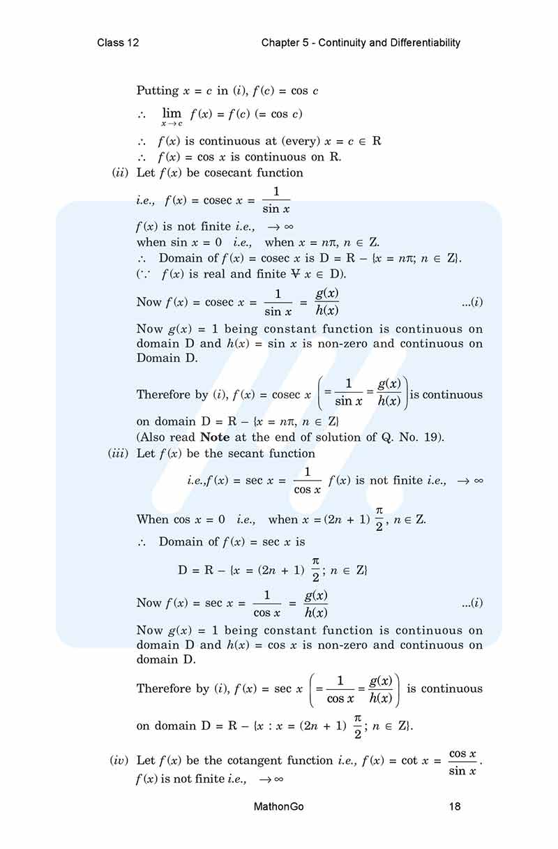 NCERT Solutions for Class 12 Maths Chapter 5 Exercise 5.1 – MathonGo