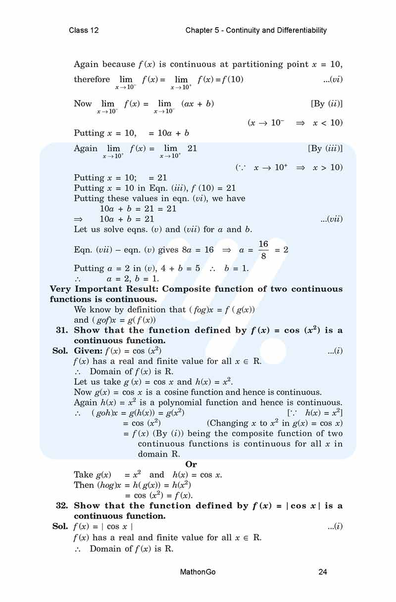 Ncert Solutions For Class 12 Maths Chapter 5 Continuity And Differentiability Mathongo