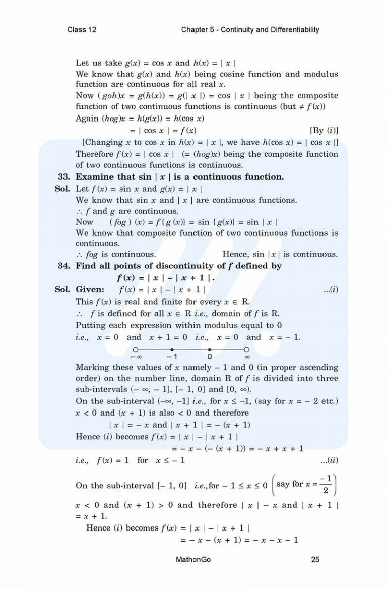 NCERT Solutions for Class 12 Maths Chapter 5 – Continuity and ...