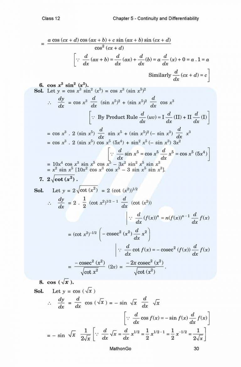 NCERT Solutions for Class 12 Maths Chapter 5 Exercise 5.2 – MathonGo