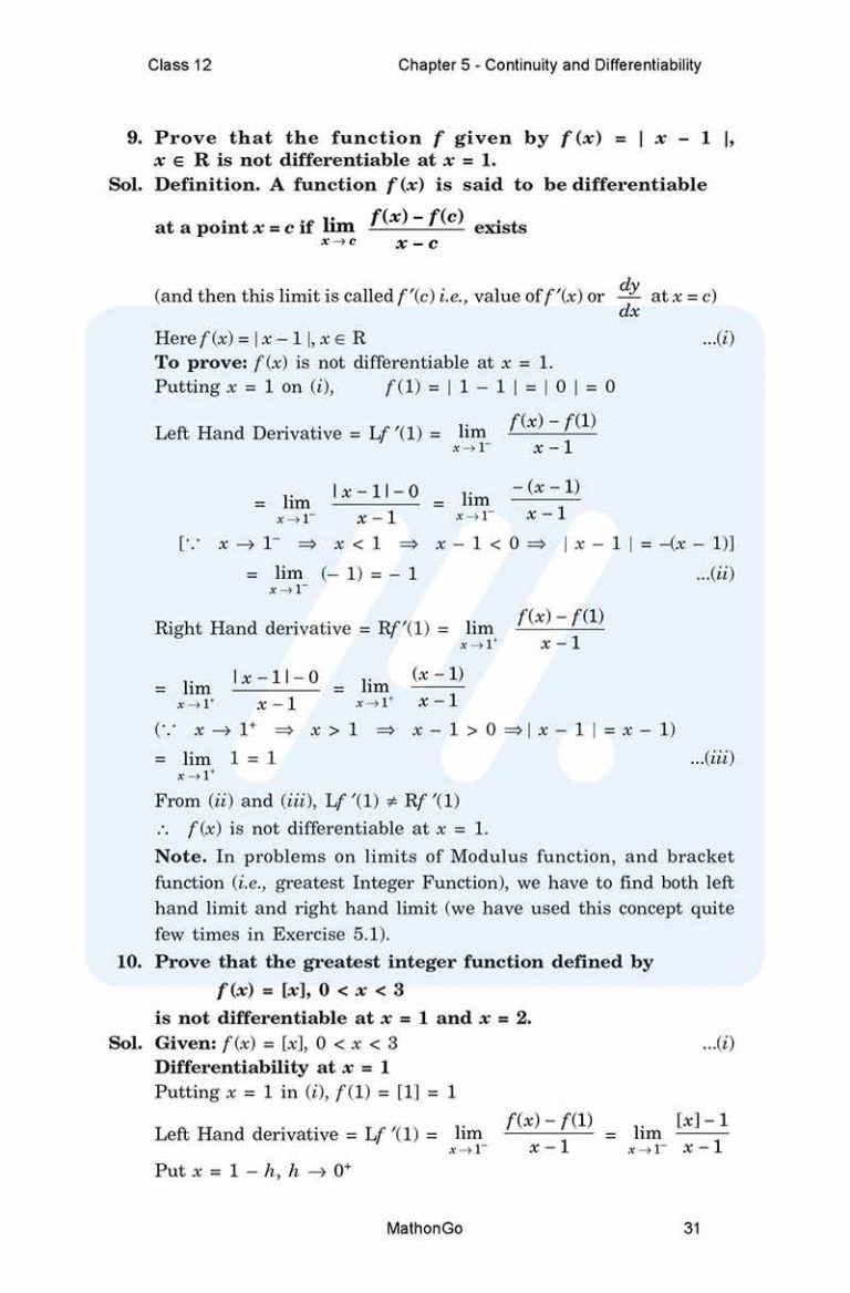 NCERT Solutions for Class 12 Maths Chapter 5 Exercise 5.2 – MathonGo