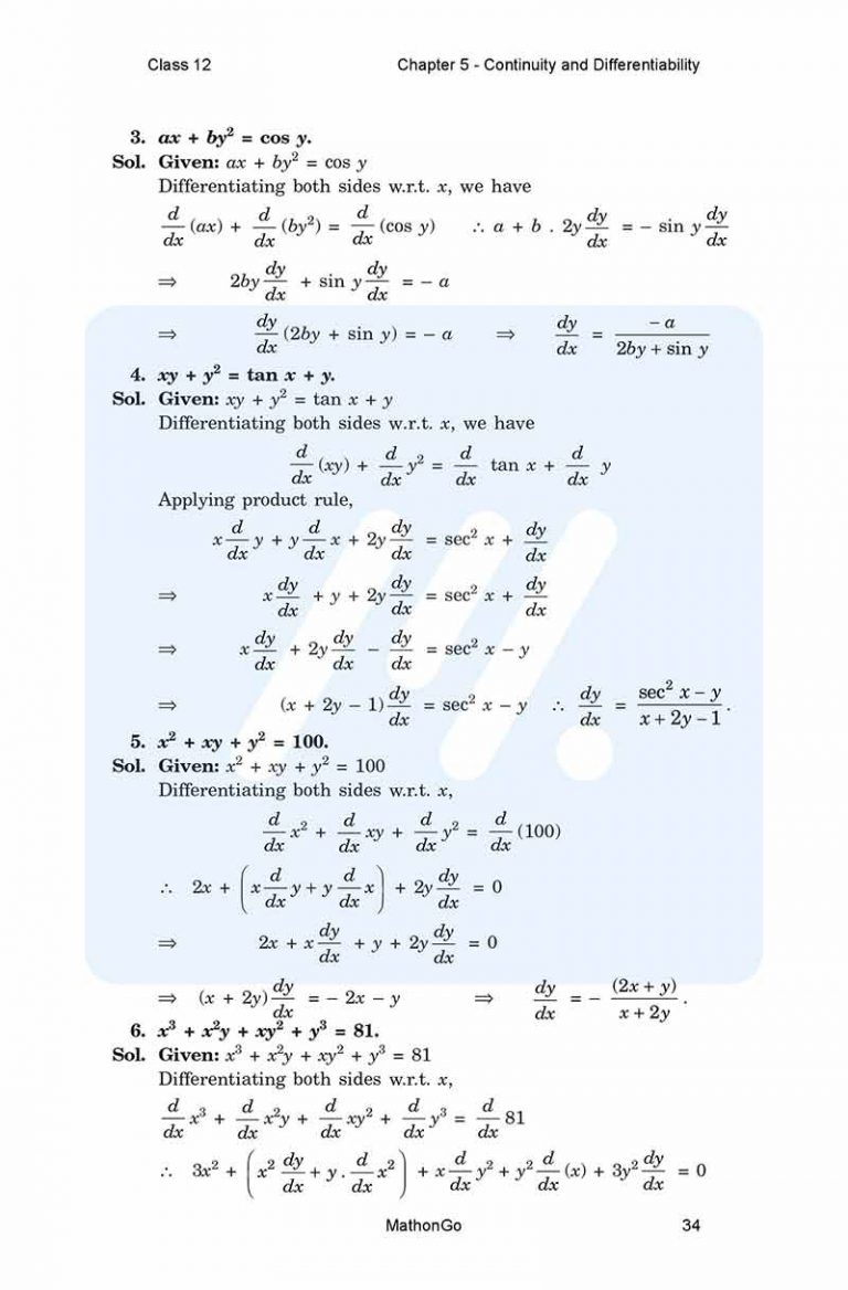 NCERT Solutions for Class 12 Maths Chapter 5 Exercise 5.3 – MathonGo