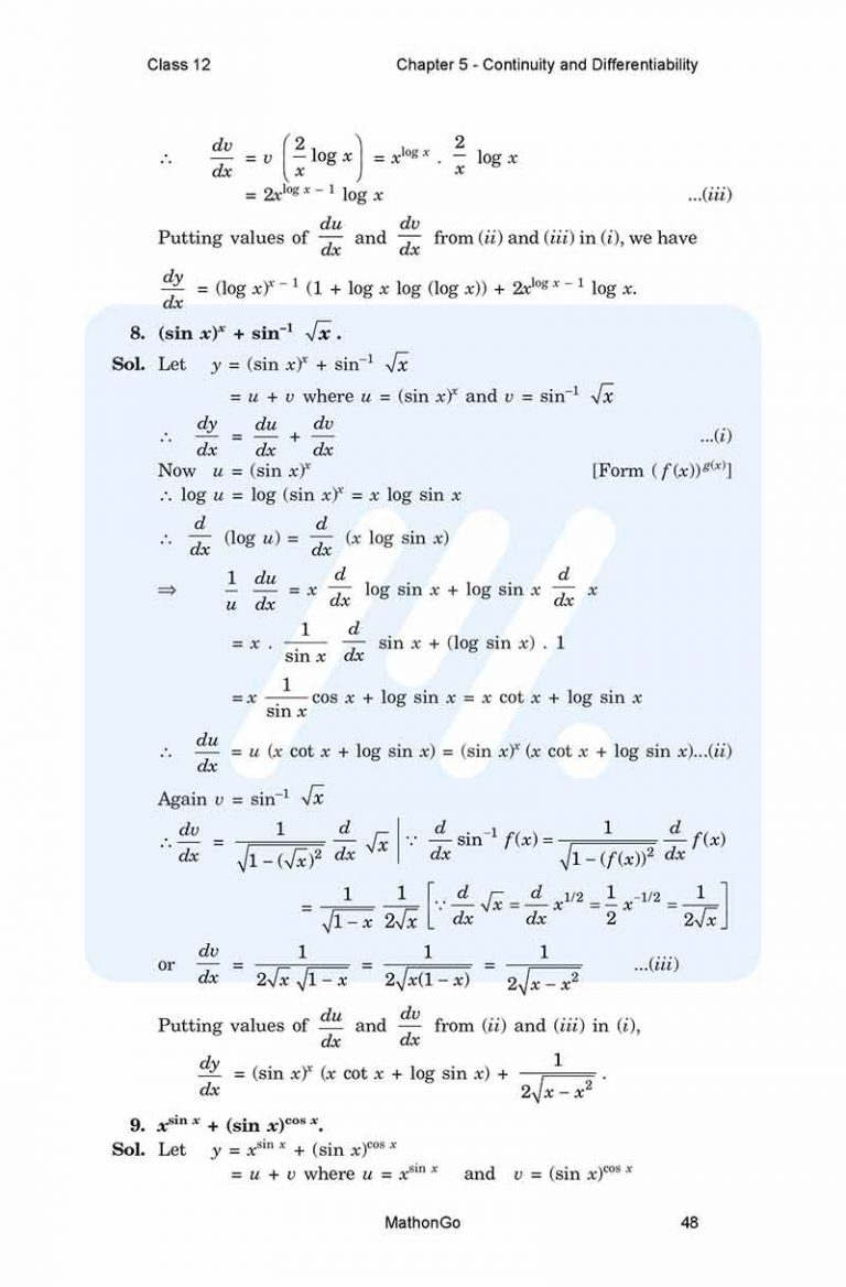 NCERT Solutions for Class 12 Maths Chapter 5 Exercise 5.5 – MathonGo
