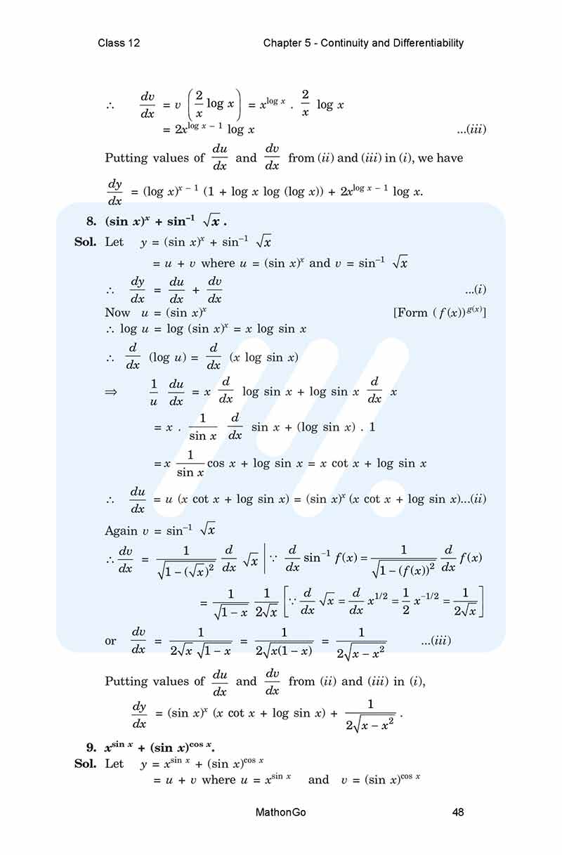NCERT Solutions for Class 12 Maths Chapter 5 Exercise 5.5 – MathonGo