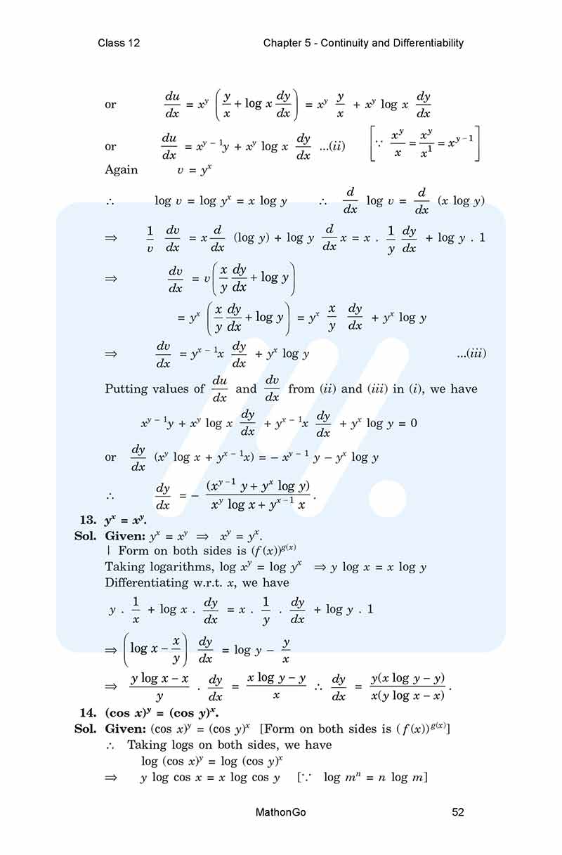 NCERT Solutions for Class 12 Maths Chapter 5 Exercise 5.5 – MathonGo