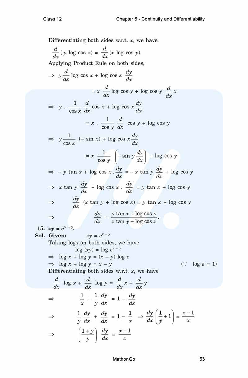 NCERT Solutions for Class 12 Maths Chapter 5 Exercise 5.5 – MathonGo