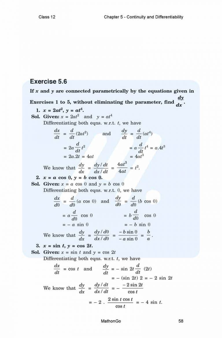 NCERT Solutions For Class 12 Maths Chapter 5 Exercise 5 6 MathonGo NCERT Solutions For Class 12 Maths Chapter 5 Exercise 5 6 MathonGo