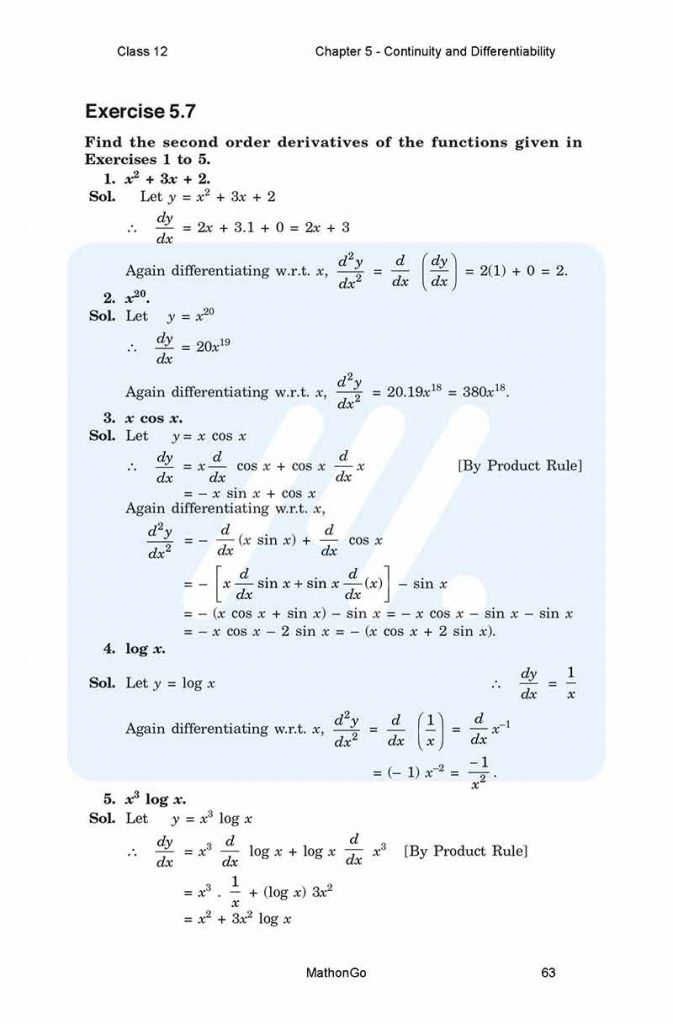 NCERT Solutions For Class 12 Maths Chapter 5 Exercise 5 7 MathonGo NCERT Solutions For Class 12 Maths Chapter 5 Exercise 5 7 MathonGo