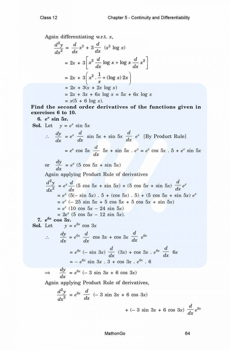 NCERT Solutions for Class 12 Maths Chapter 5 Exercise 5.7 – MathonGo