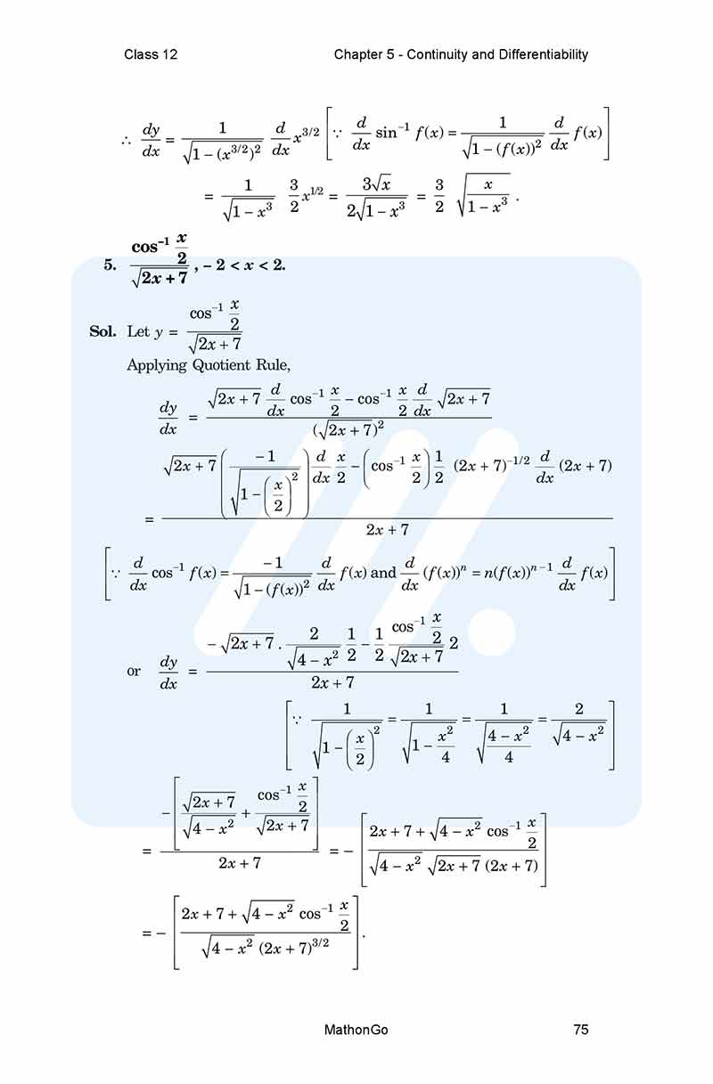 NCERT Solutions for Class 12 Maths Chapter 5 Miscellaneous – MathonGo