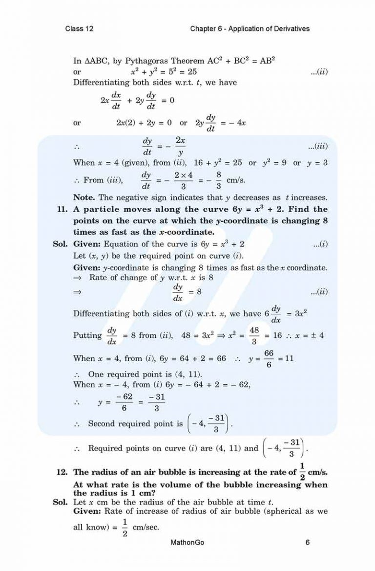 NCERT Solutions for Class 12 Maths Chapter 6 – Application of ...