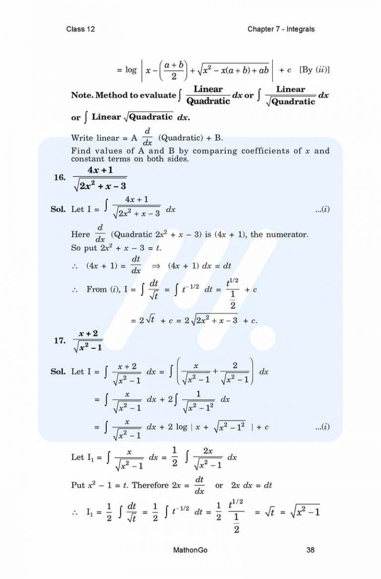 NCERT Solutions for Class 12 Maths Chapter 7 Exercise 7.4 – MathonGo