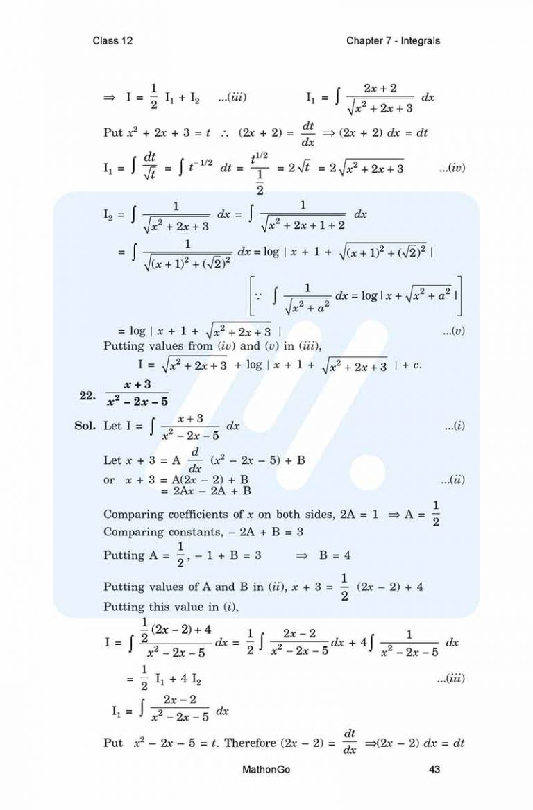 NCERT Solutions for Class 12 Maths Chapter 7 Exercise 7.4 – MathonGo