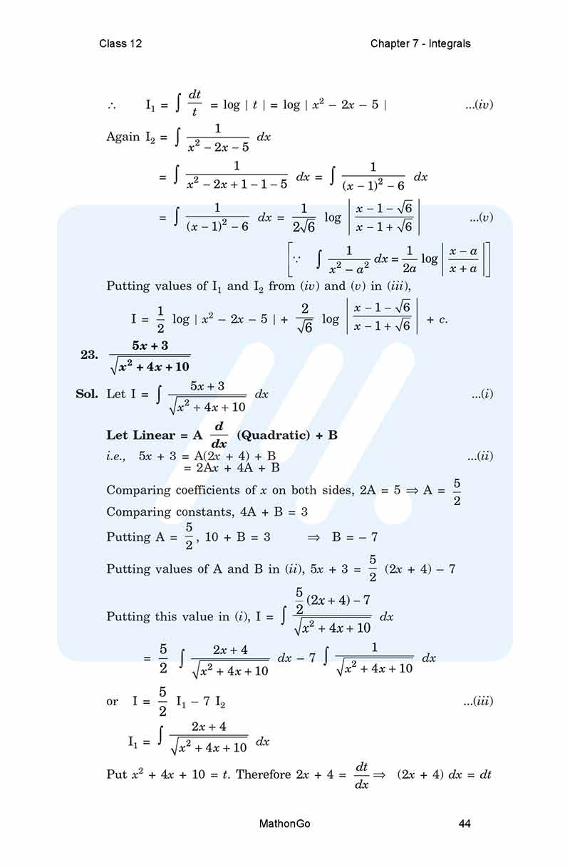 NCERT Solutions for Class 12 Maths Chapter 7 Exercise 7.4 – MathonGo
