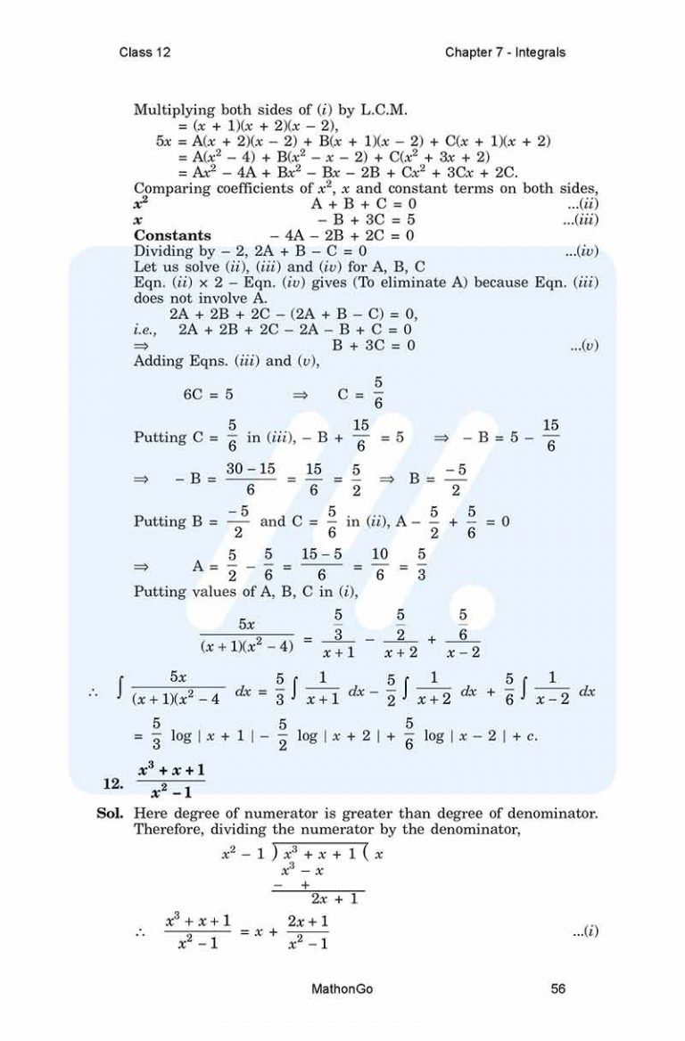 NCERT Solutions for Class 12 Maths Chapter 7 Exercise 7.5 – MathonGo