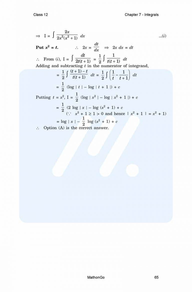NCERT Solutions for Class 12 Maths Chapter 7 Exercise 7.5 – MathonGo
