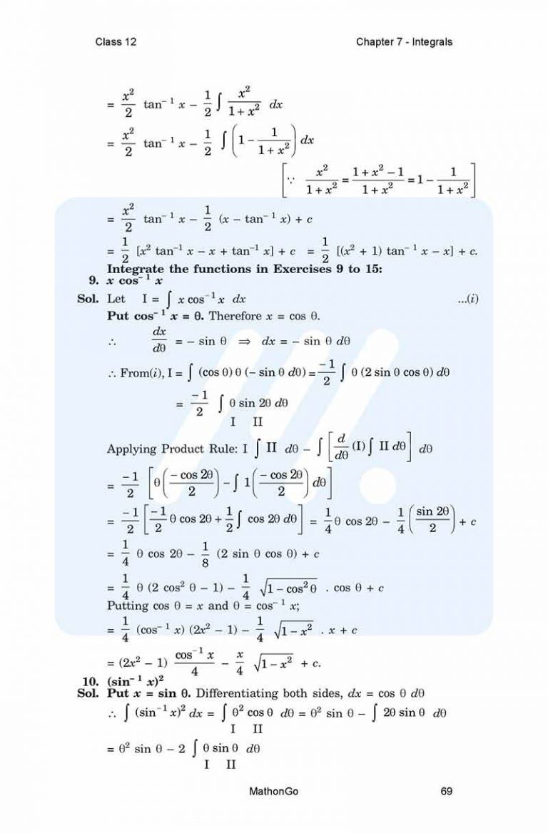 NCERT Solutions for Class 12 Maths Chapter 7 Exercise 7.6 – MathonGo