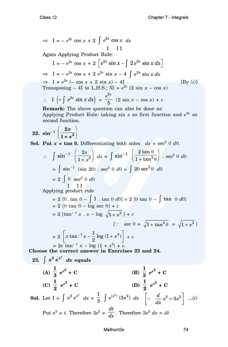 NCERT Solutions for Class 12 Maths Chapter 7 Exercise 7.6 – MathonGo