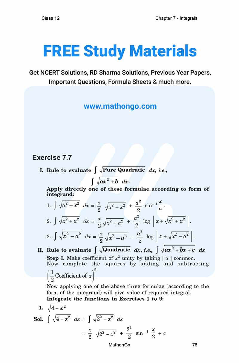 NCERT Solutions for Class 12 Maths Chapter 7 Exercise 7.7 – MathonGo
