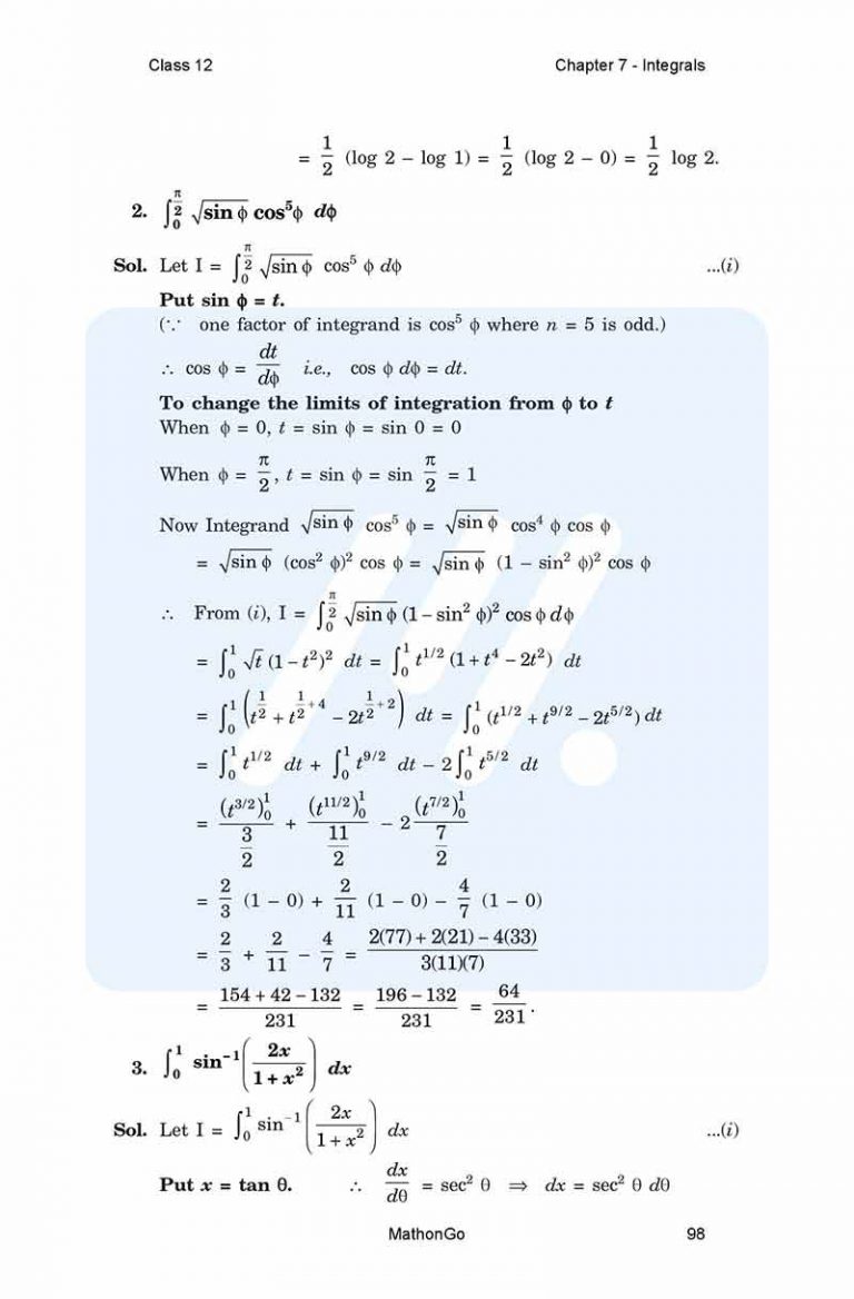 NCERT Solutions for Class 12 Maths Chapter 7 Exercise 7.10 – MathonGo