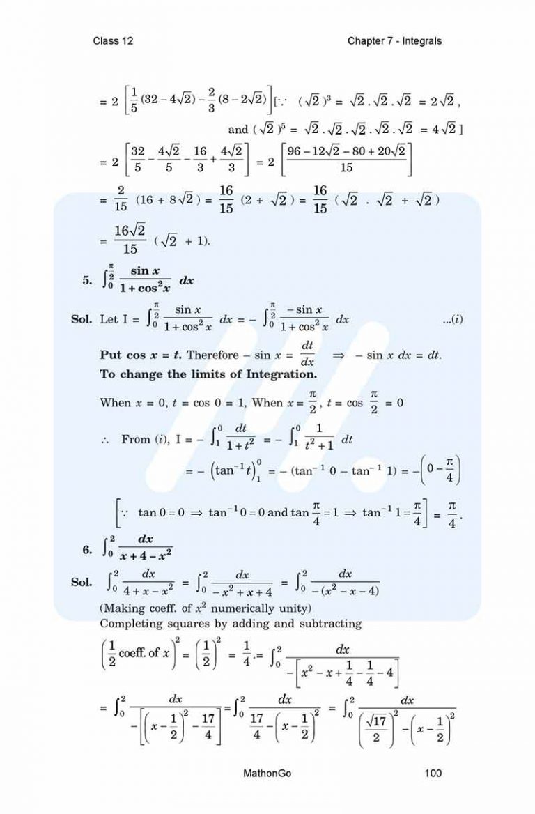 NCERT Solutions for Class 12 Maths Chapter 7 Exercise 7.10 – MathonGo