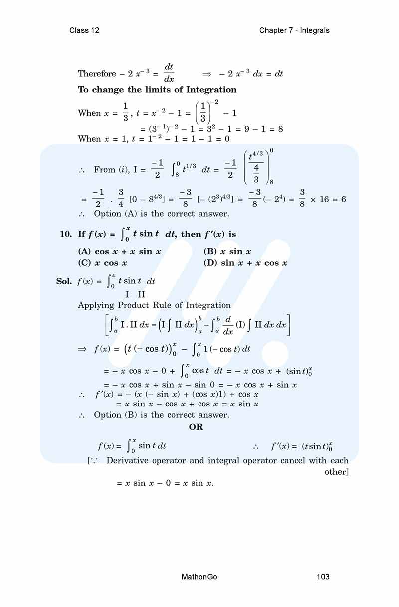 NCERT Solutions for Class 12 Maths Chapter 7 Exercise 7.10 – MathonGo