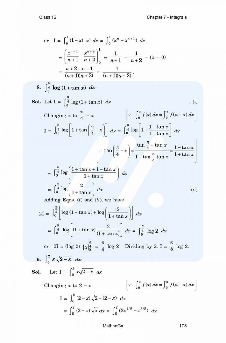 NCERT Solutions for Class 12 Maths Chapter 7 Exercise 7.11 – MathonGo